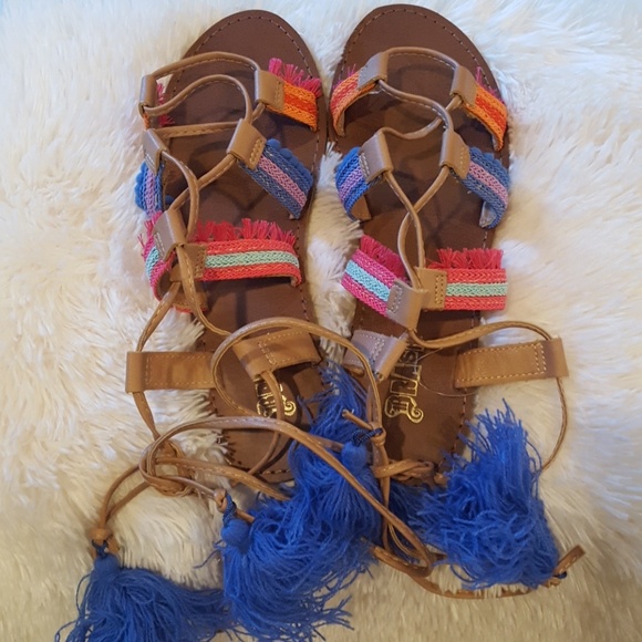 Brash | Shoes | Brash Multi Colored Sandals With Lace Up Design | Poshmark